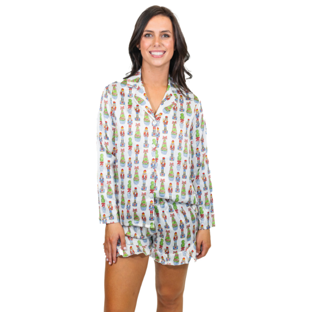 Festive Nutcracker Satin Pajama Set - Holiday Sleepwear | Jane Marie
