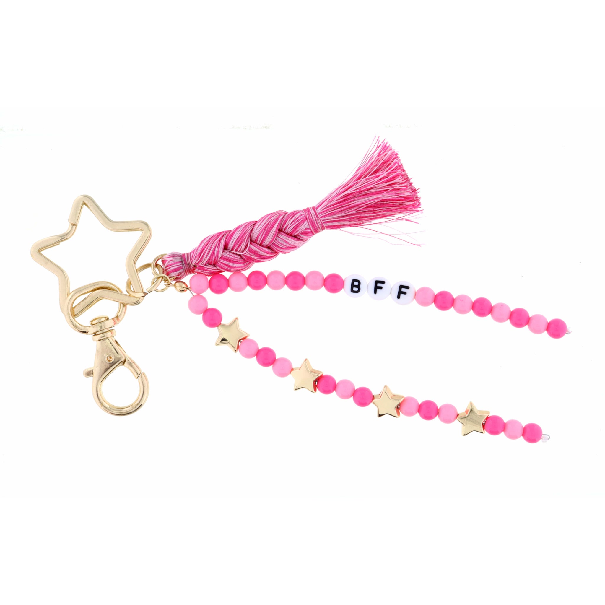 Kids Star Key Ring, Pink Beaded Strands, "BFF" Keychain – Jane Marie