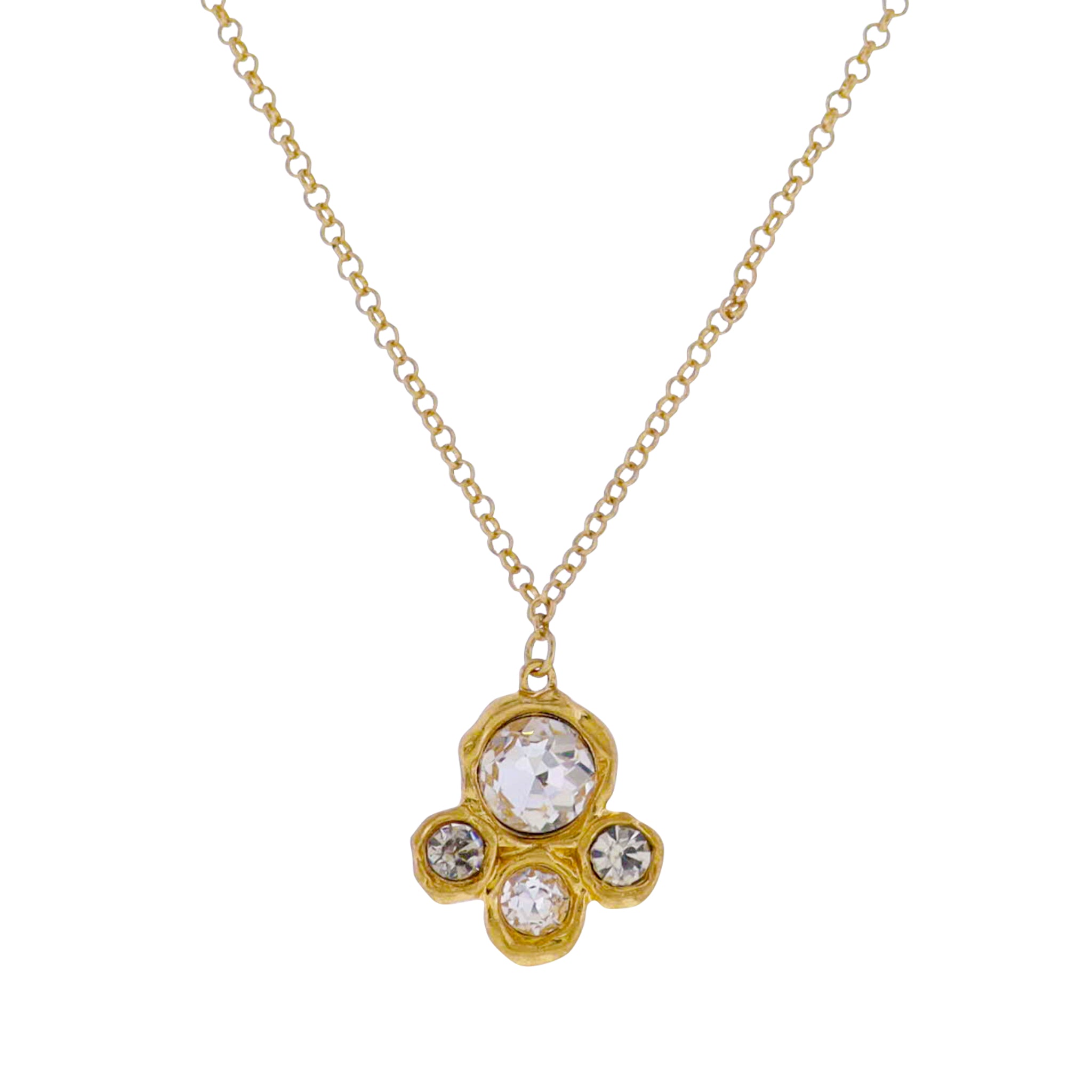 Gold Belcher Chain Necklace with Artisan Crystal Cluster – Jane Marie