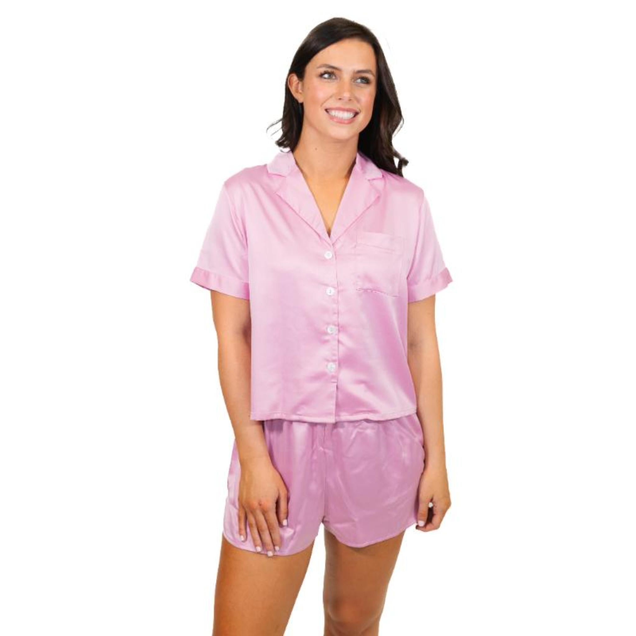 Graceful Pink Satin Pajama Short Set Assortment, No Display Package ...