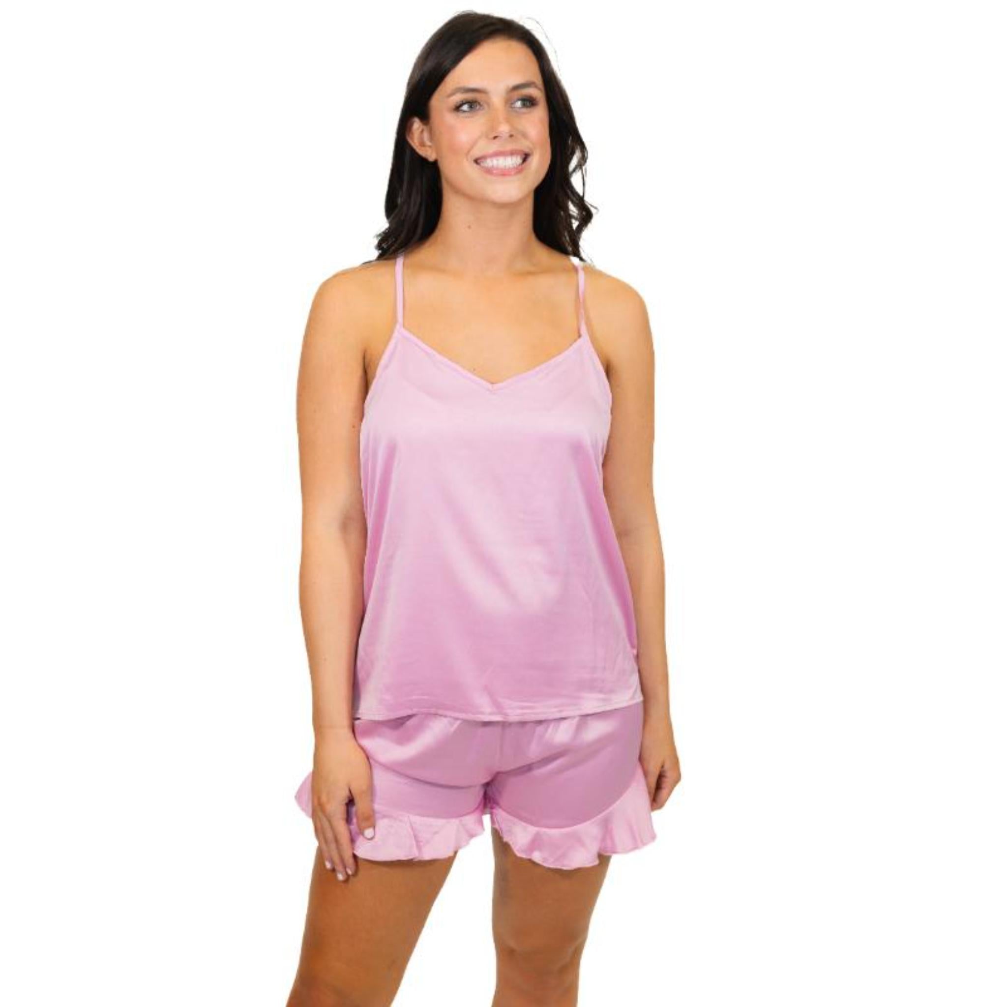 Graceful Pink Satin Pajama Tank Set Assortment, No Display Package ...