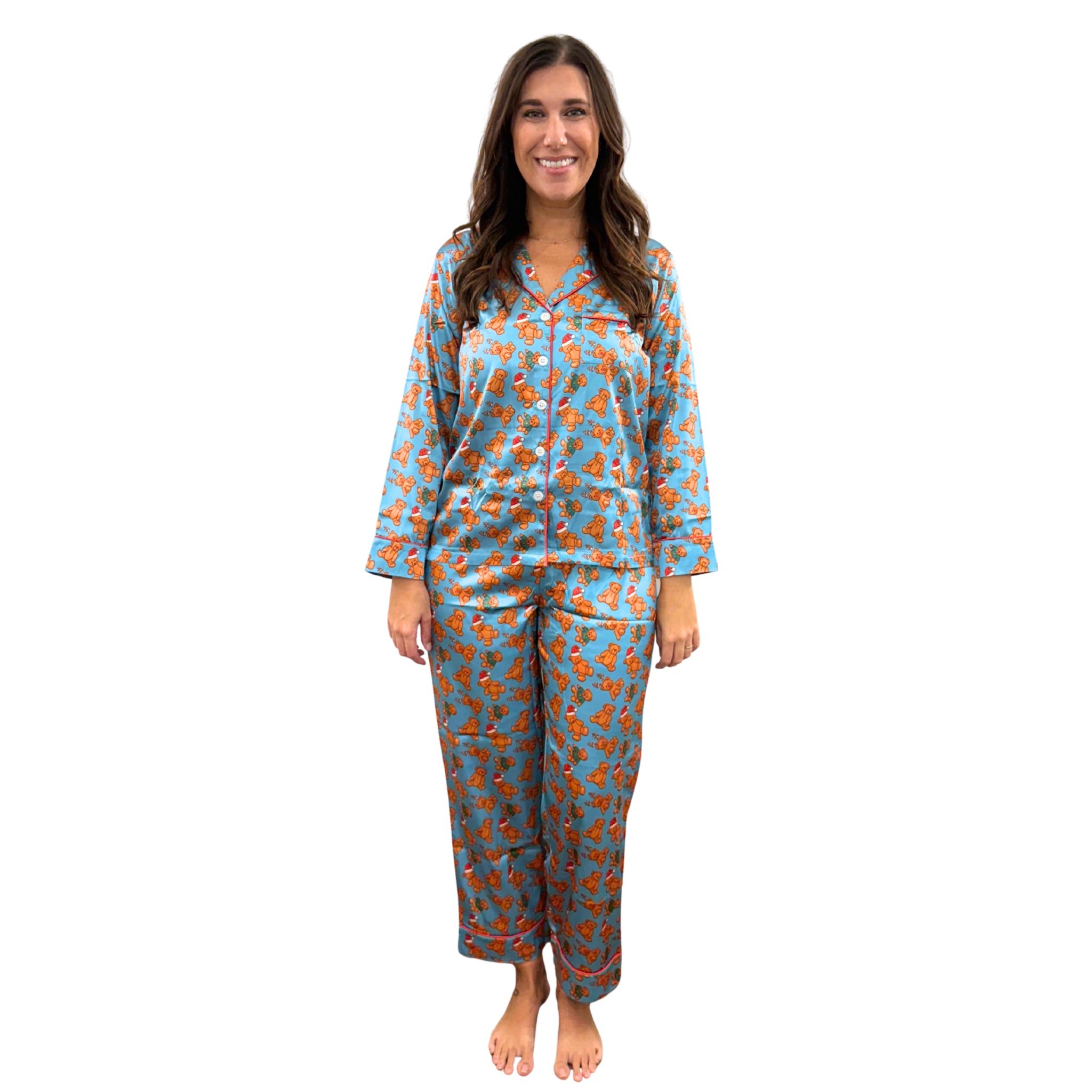 Teddy's Christmas Cheer Satin Pajama Long Sleeve Set Assortment, No ...